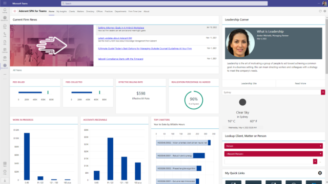 Aderant Handshake - Surface Data Where Your Lawyers Work