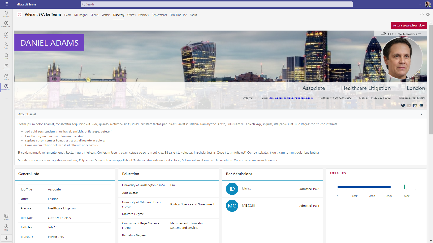 Aderant Handshake - Surface Data Where Your Lawyers Work