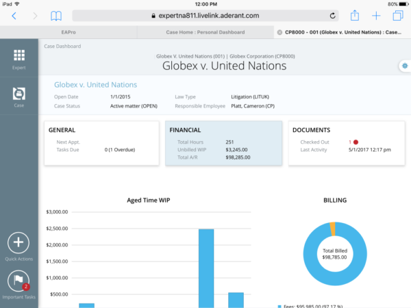Aderant Expert Case - A Single Location for All Case Information - Aderant